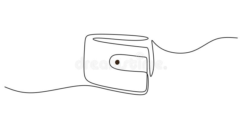 Minimalist One Line Drawing of Wallet Accessories Vector Illustration ...
