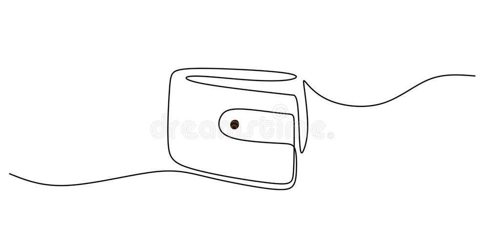 Minimalist One Line Drawing of Wallet Accessories Vector Illustration ...