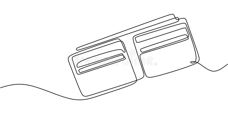 Minimalist One Line Drawing of Wallet Accessories Vector Illustration ...