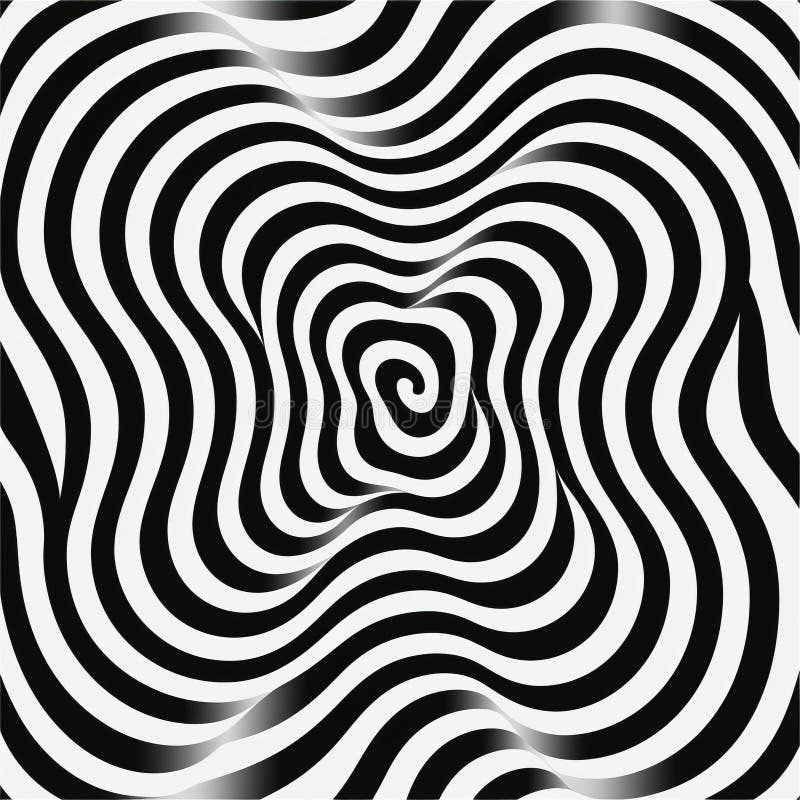 Minimalist Op Art: Black and White Distorted Optical Illusion Stock ...