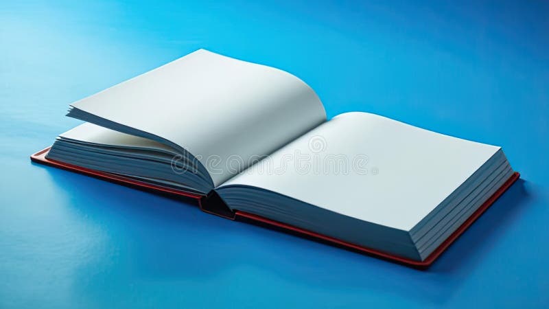 Minimalist Open Book on Blue Surface Blank Page Ready for Your Design ...