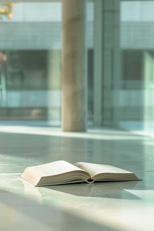 Minimalist Open Book in a Contemporary Conference Hall Setting Stock ...
