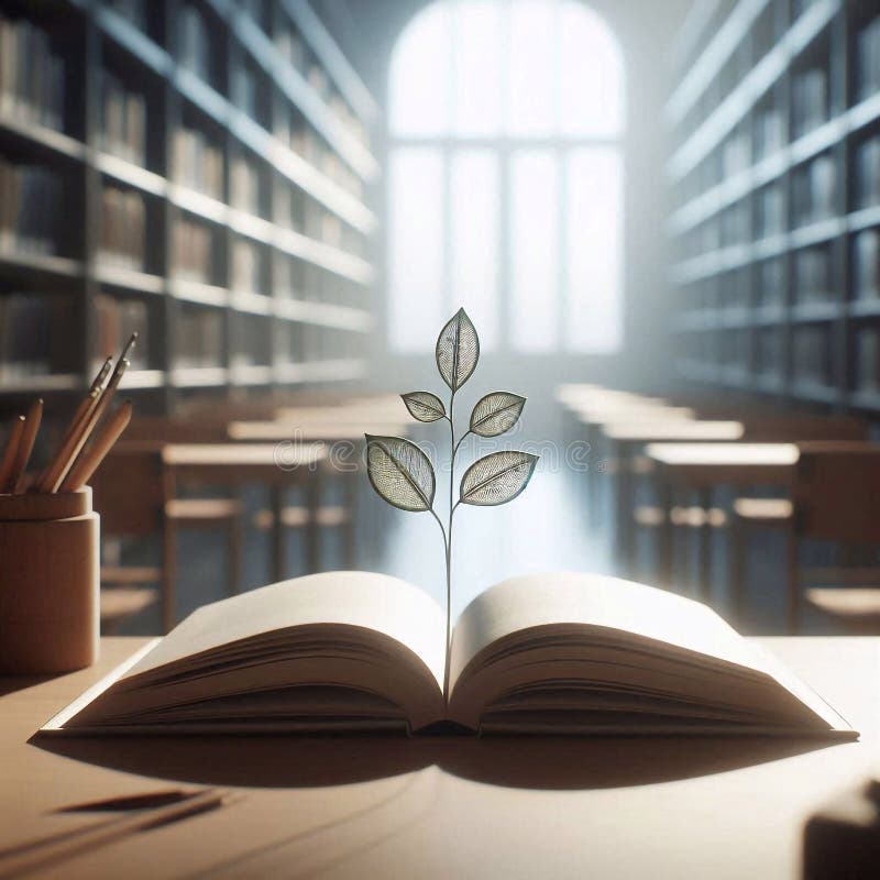 Minimalist Open Book in the Library, Close-up. Generated AI Stock ...