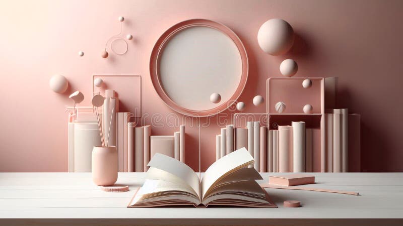 Minimalist Open Book in the Library, Close-up. Generated AI Stock ...