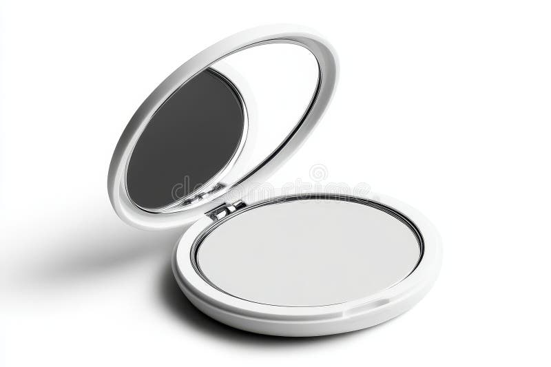 Minimalist Open Compact Mirror on White Background Stock Illustration ...