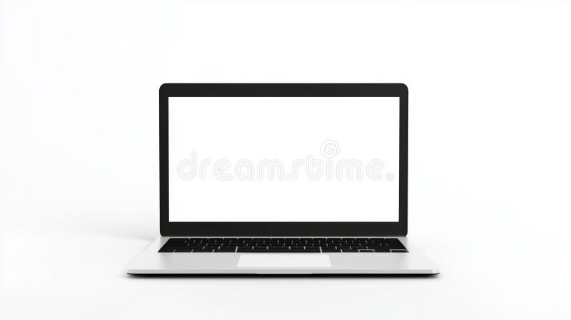 Minimalist Open Laptop with Blank Screen on White Background Stock ...