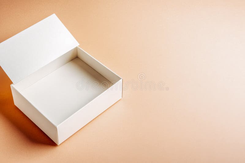 Minimalist Open White Box on Neutral Peach Background for Product ...