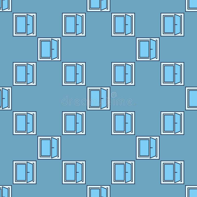 Minimalist Opened Window Vector Blue Seamless Pattern Stock ...