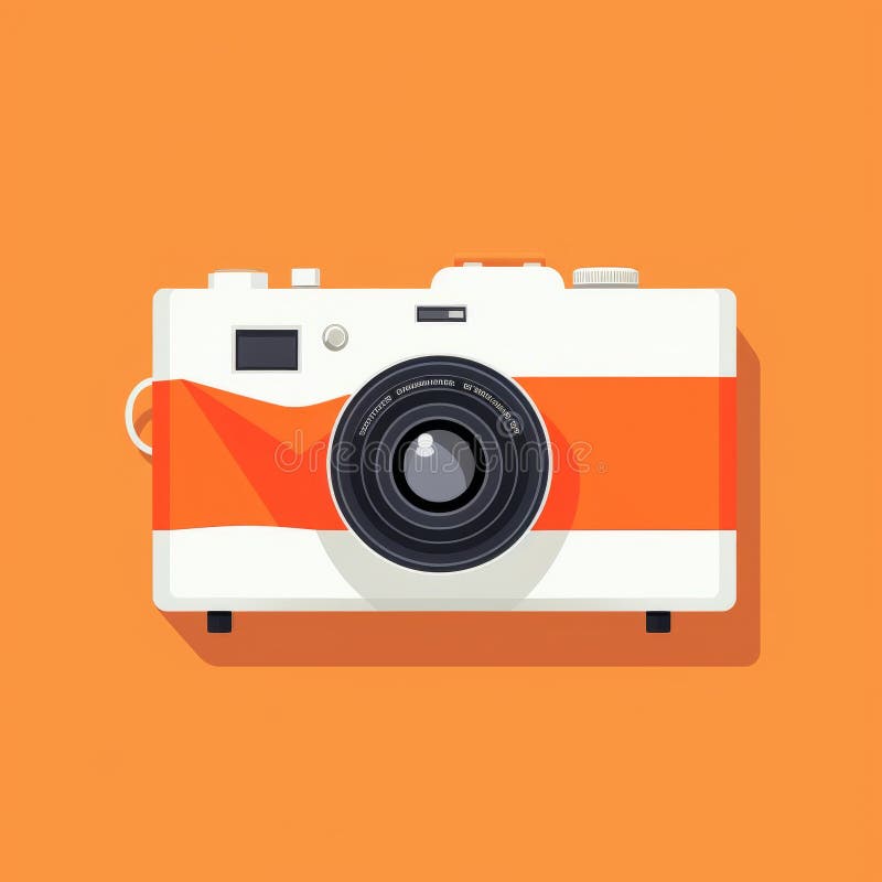 Minimalist Orange Camera Illustration for Retro Visual Harmony Stock ...