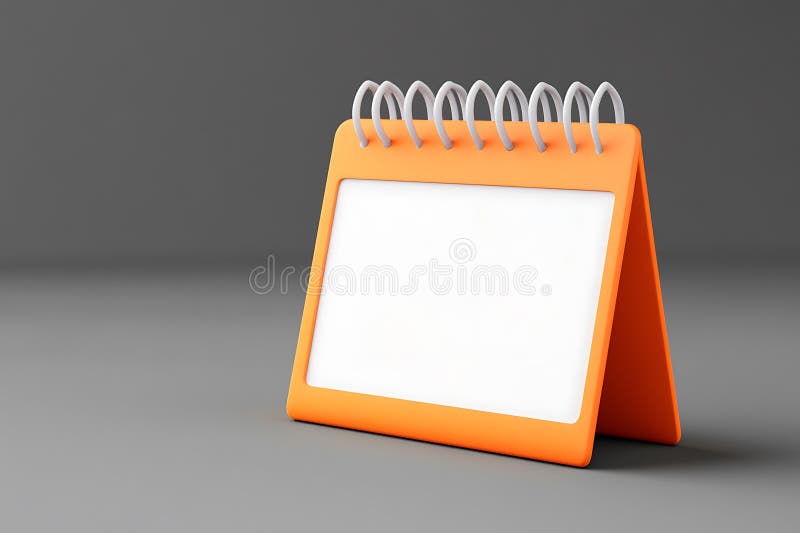 Minimalist Orange Desktop Calendar with White Spiral Rings on a Gray ...