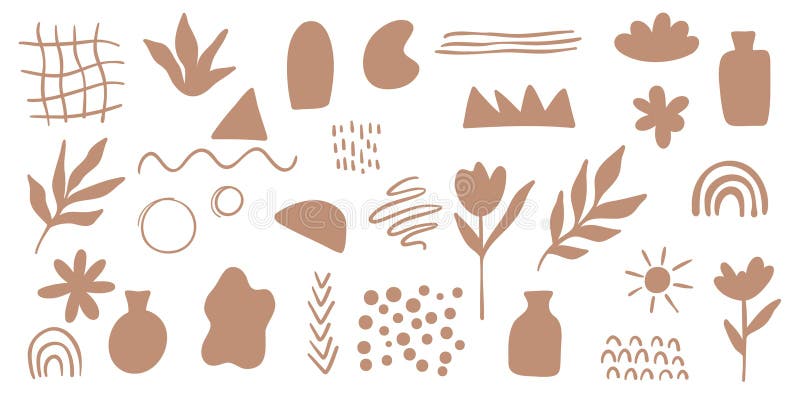 Minimalist Organic Shapes Vector Clip Art Decorative Patterns, Isolated ...