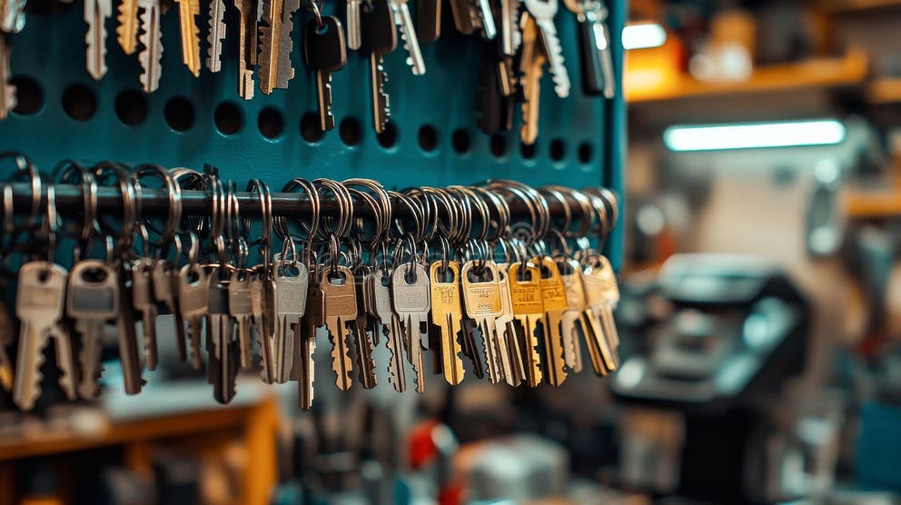 Minimalist Organized Key Rack in Lock Workshop. Concept of Order ...