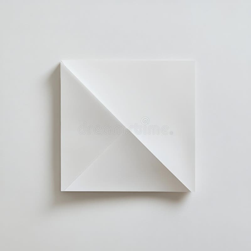 Minimalist Origami-inspired Square with Folded Triangle Design on White ...