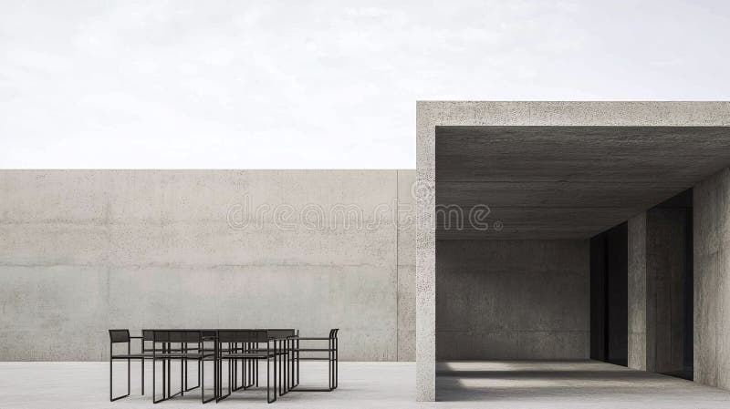 A Minimalist Outdoor Patio with Stackable Chairs and Hidden Storage ...