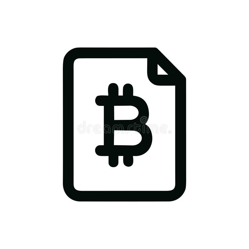 Minimalist Outline Bitcoin Symbol on Document Page Icon Design Element ...