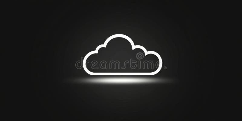 Minimalist Outline of Cloud in Dark Background with Soft Glow Effect ...