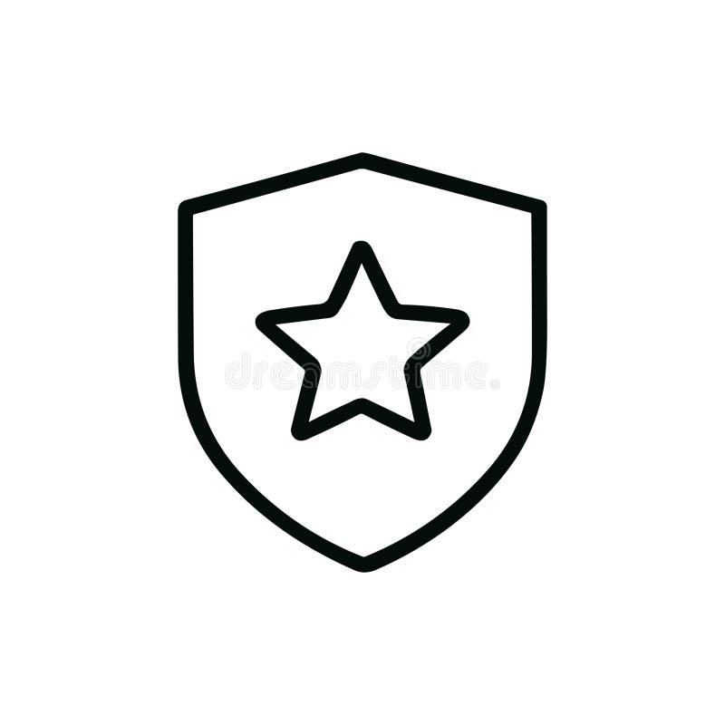 Minimalist Outline Star Inside Shield Symbol Protection Badge Icon ...