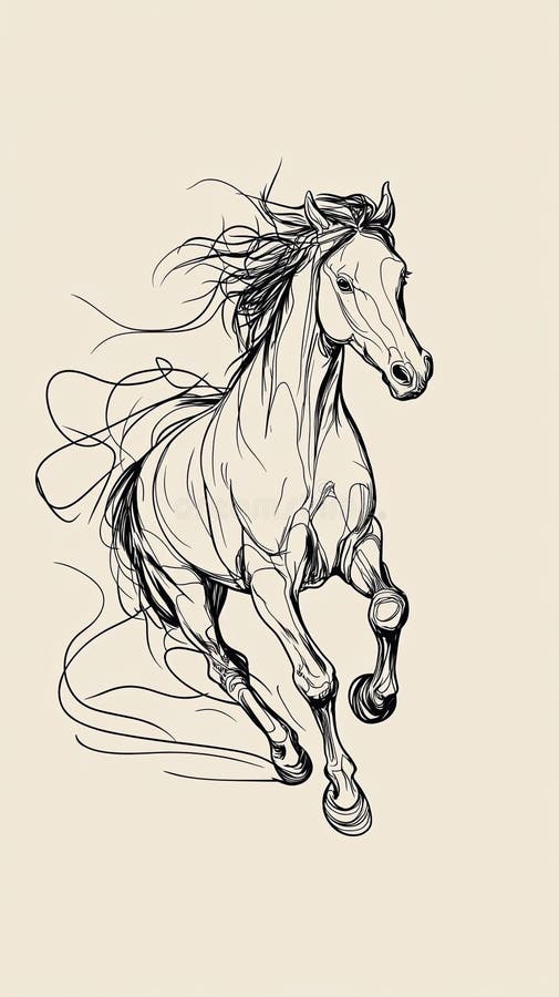 A Minimalist Outline of a Horse Running Picture Stock Illustration ...