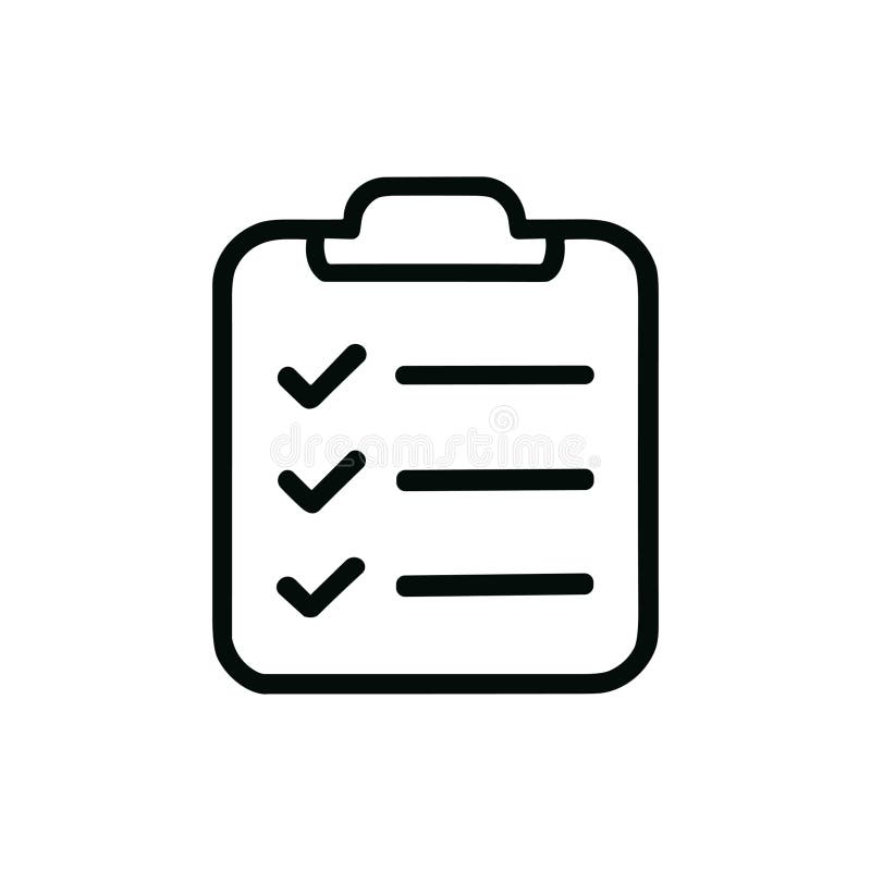 Minimalist Outline Clipboard Checkmark and List Task Sign Icon Design ...