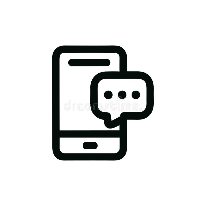 Minimalist Outline Mobile Chat Notification Message Icon Stock ...