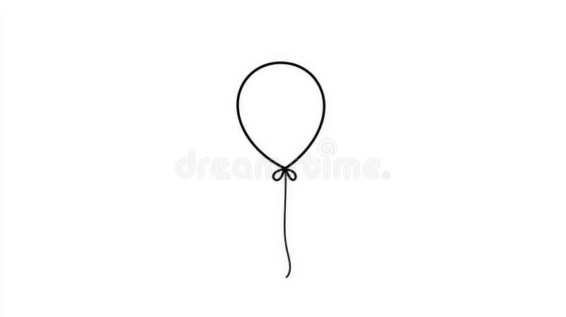 Minimalist Outline of Single Balloon with Black String on White ...