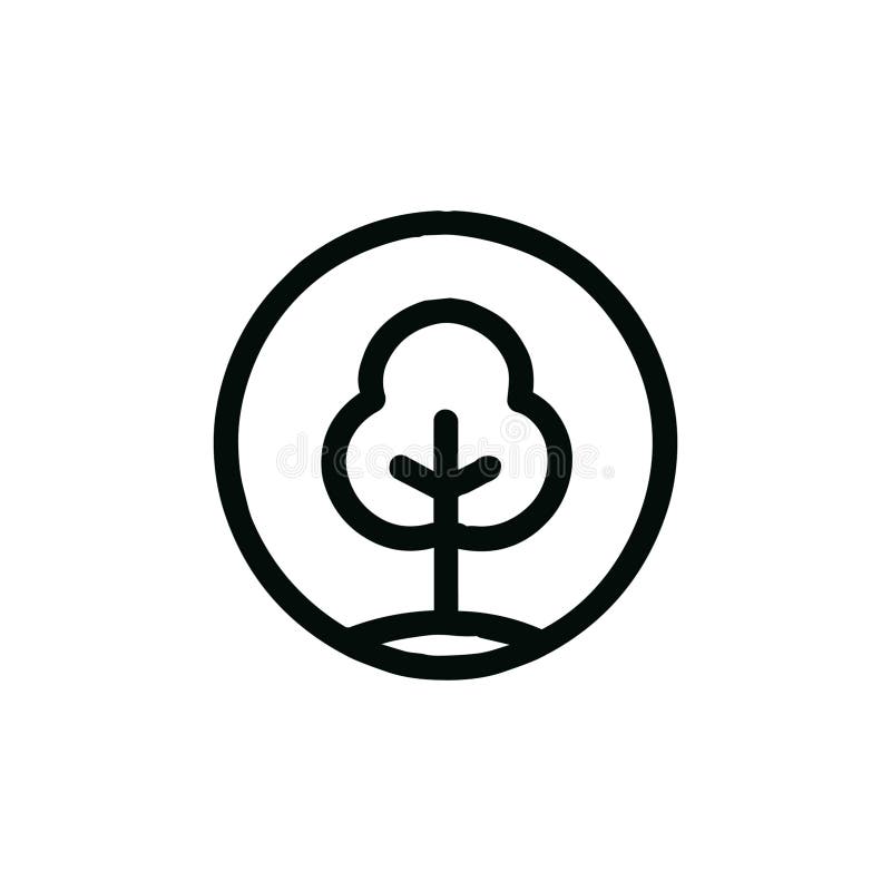 Minimalist Outline Tree Inside Circle Environmental Icon Stock ...