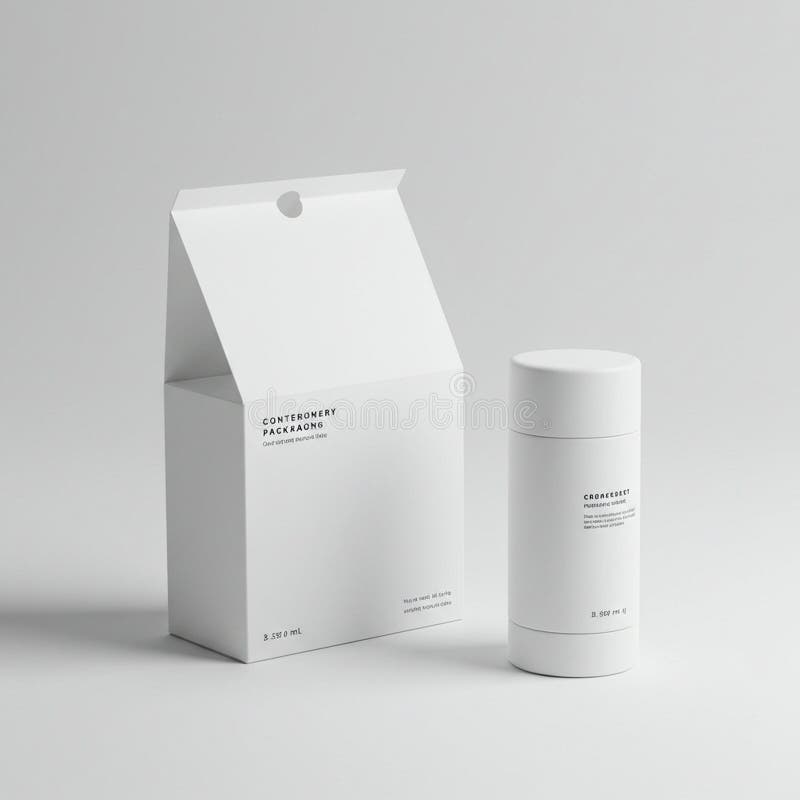 Minimalist Packaging Design Featuring a Cylindrical White Container and ...