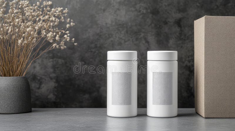 Minimalist Packaging Design Featuring Two White Containers with Blank ...