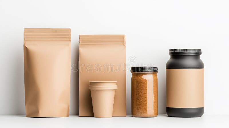 Minimalist Packaging Design Featuring Various Containers in Neutral ...