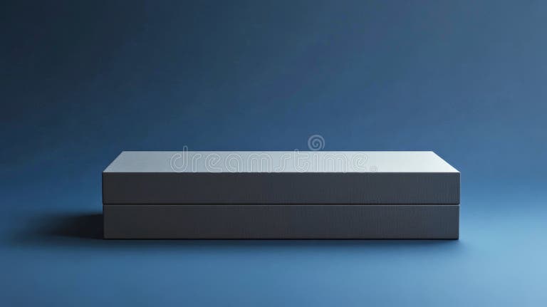 Minimalist Packaging Design in a Grey Rectangular Shape Against a Blue ...