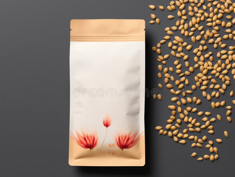 Minimalist Packaging with Leaf Design Surrounded by Seeds Stock Image ...