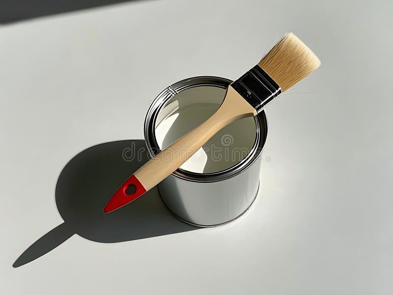 Minimalist Paint Setup with White and Silver Cans Stock Photo - Image ...