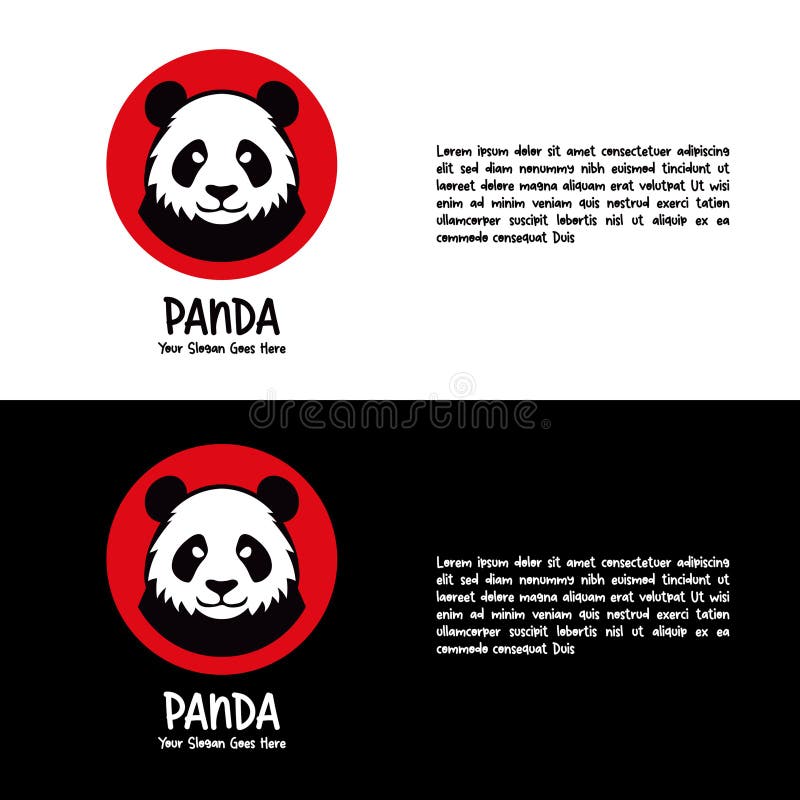 Panda Head Logo Minimalist Black and Red Stock Vector - Illustration of ...