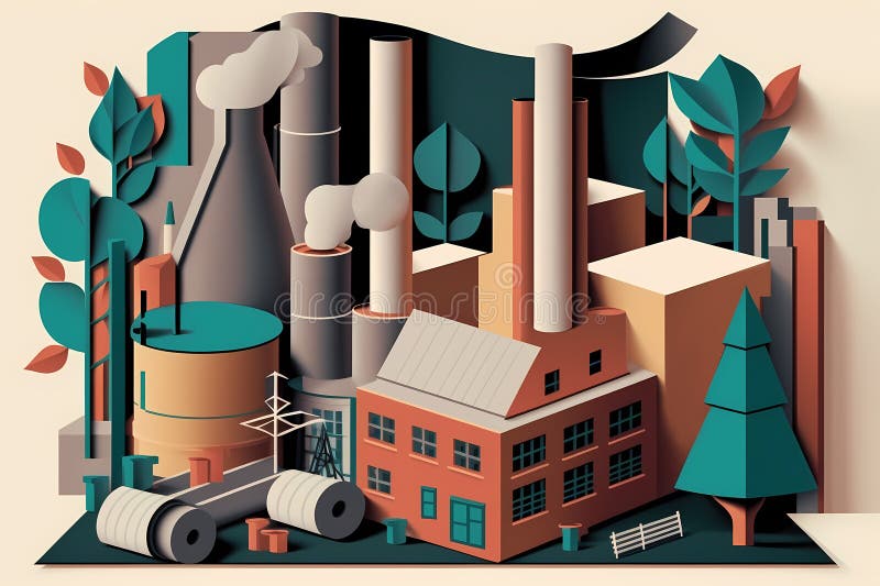 Minimalist Paper Factory Concept Stock Illustration - Illustration of ...