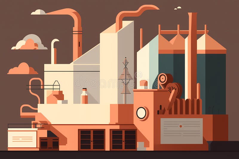 Minimalist Paper Factory Concept Stock Illustration - Illustration of ...