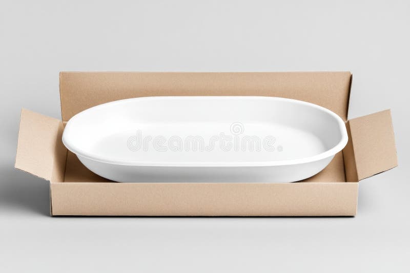 Minimalist Paper Tray Mockup Displayed within a Cardboard Box on a ...