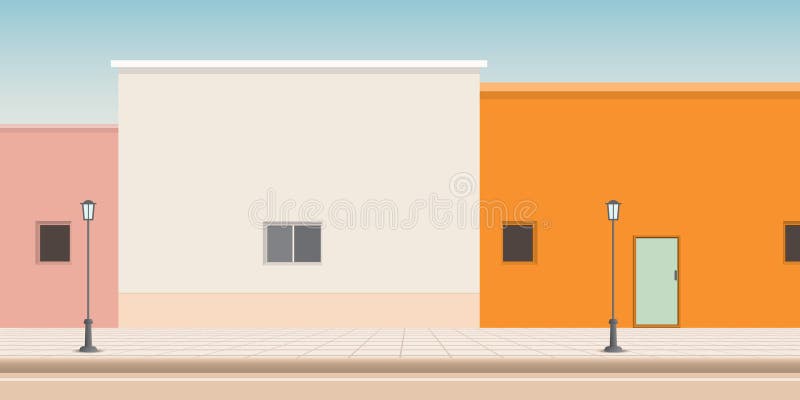 Minimalist Pastel Building with Sidewalk Stock Vector - Illustration of ...