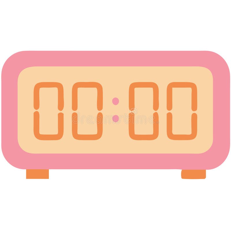 Minimalist Pastel Digital Alarm Clock Zero Time Vector Illustration ...