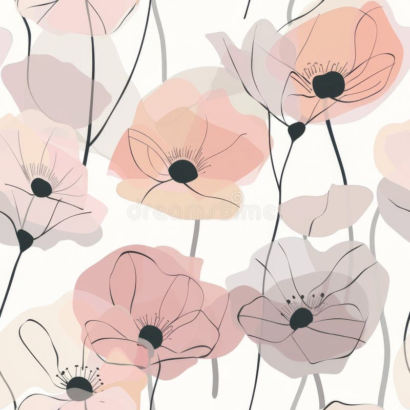 Minimalist Pastel Floral Pattern for Elegant Design Stock Image - Image ...