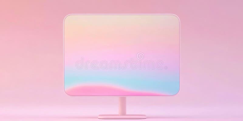 Minimalist Pastel-toned Monitor Display with Gradient Stock ...