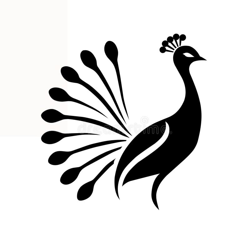 Minimalist Peacock Silhouette Logo Stock Illustration - Illustration of ...