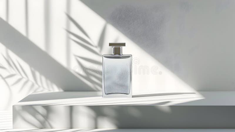 A Minimalist Perfume Bottle Casting Shadows on a Light Surface Stock ...