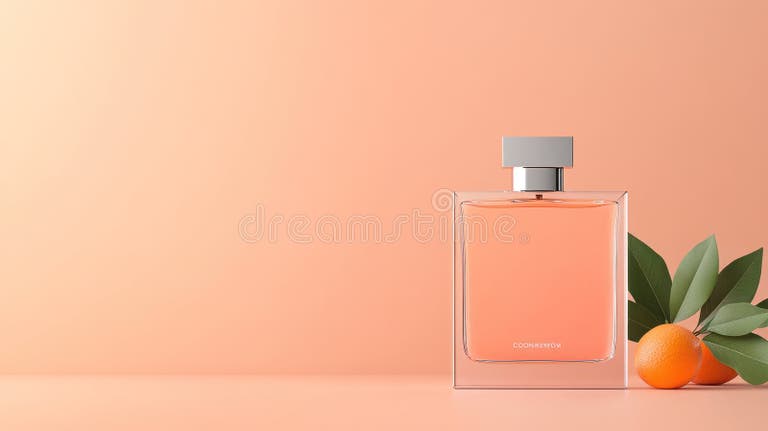Minimalistic Perfume Bottle on Peach Surface in Natural Light Stock ...