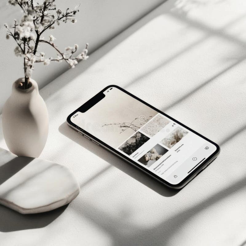 Minimalist Phone Aesthetic with Flowers and Soft Light Stock ...