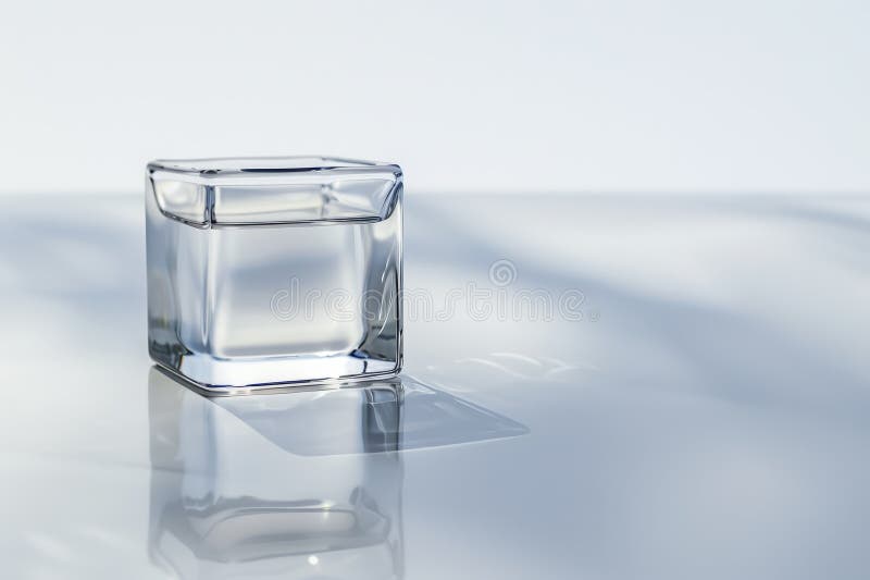 Minimalist Photo of a Clear Square Glass with Water on a Reflective ...