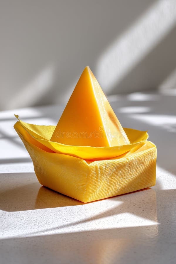 Minimalist Photo Features Processed Cheese Slice Elegantly Folded with ...