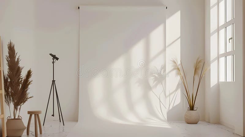 Minimalist Photo Studio Setup with Natural Light Stock Illustration ...