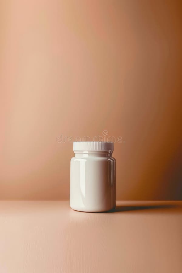 Minimalist Photo of a White Plastic Jar Against a Warm Beige Background ...