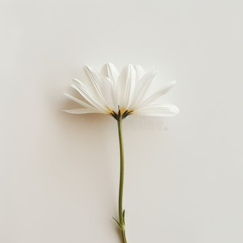 Minimalist Photograph of a Single White Daisy Flower on Neutral ...