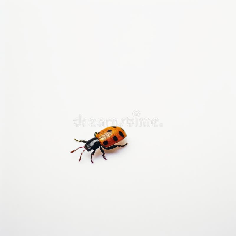 Minimalist Photography: Cute Ladybug on White Background Stock ...